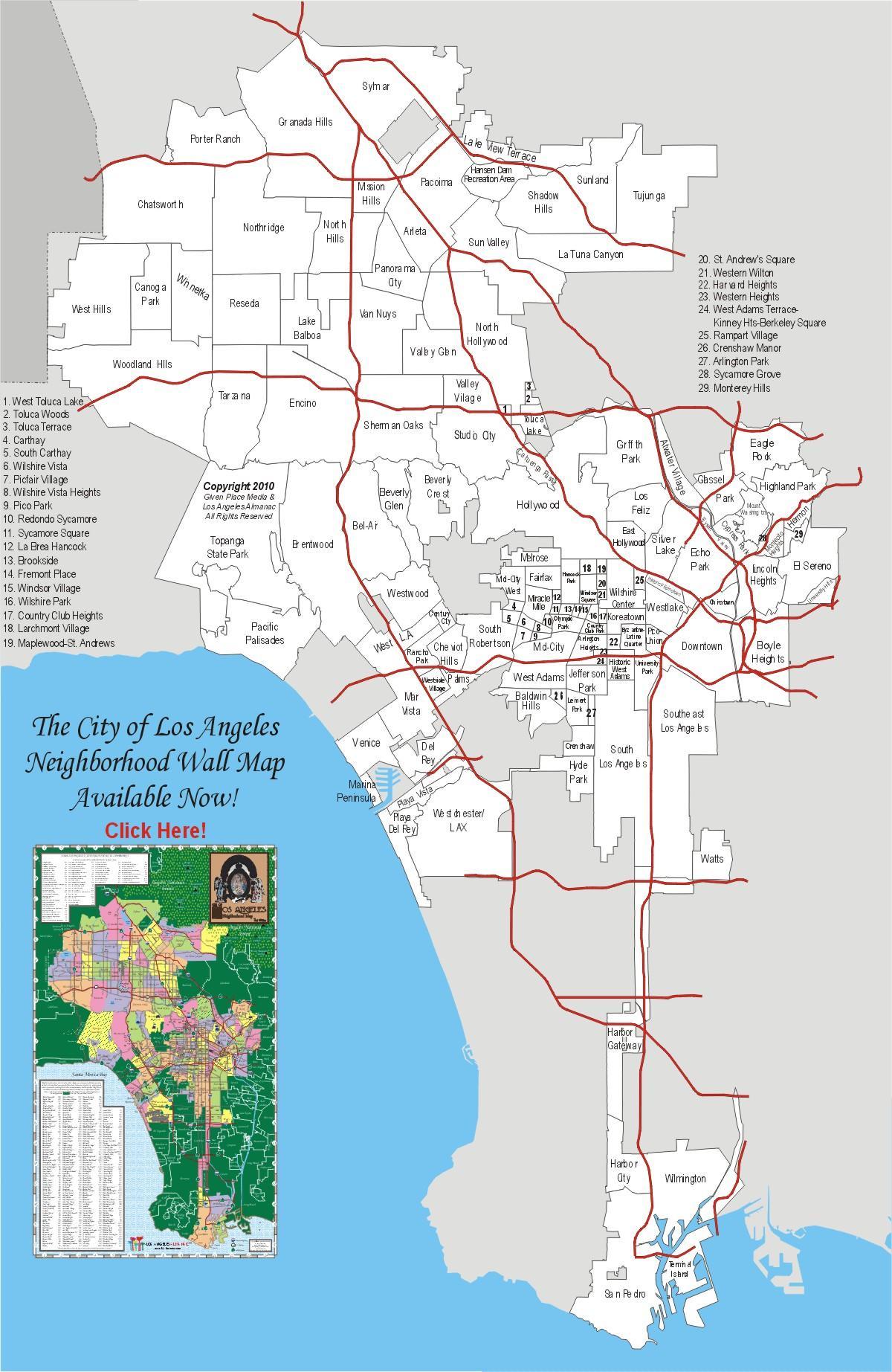 Karte Los Angeles Sehenswurdigkeiten